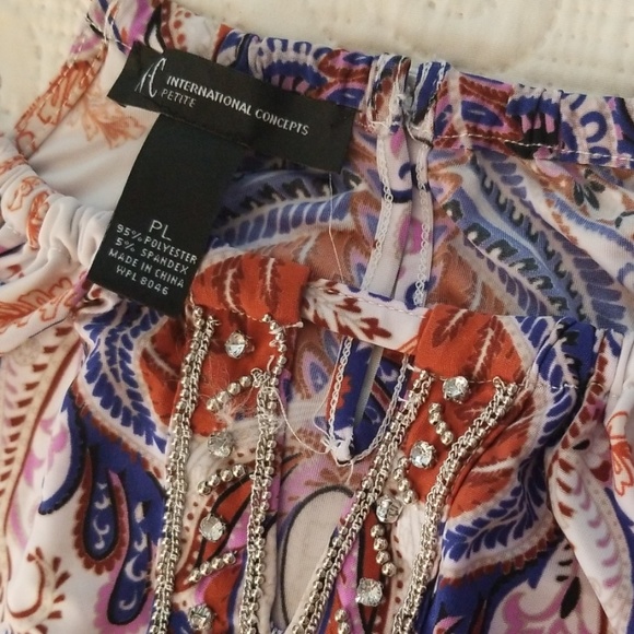 INC International Concepts | Tops | Inc Halter Top Beading Boho Print ...